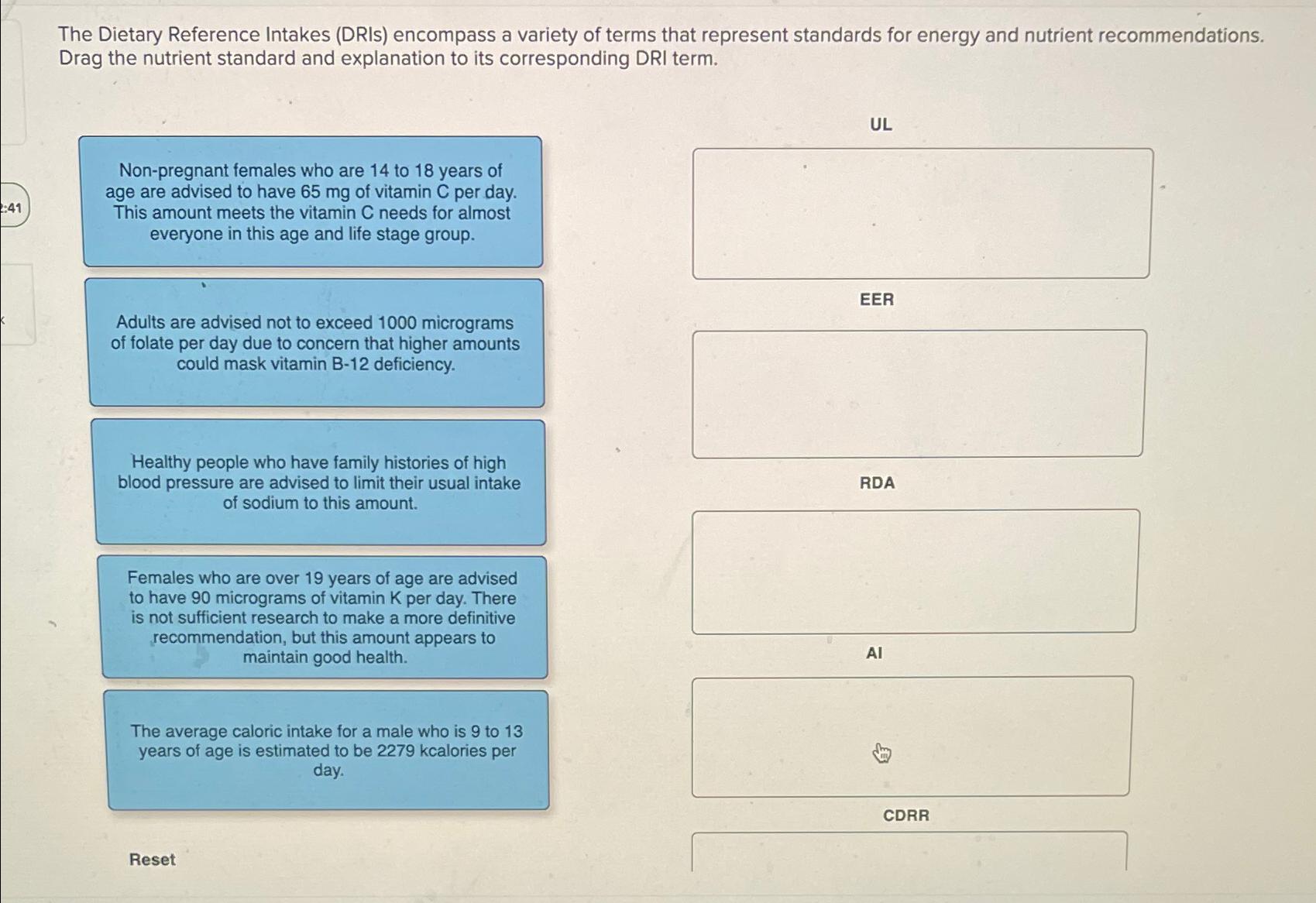 Solved The Dietary Reference Intakes (DRIs) ﻿encompass a | Chegg.com