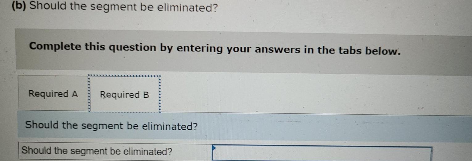 Solved A segment of a company reports the following loss for | Chegg.com