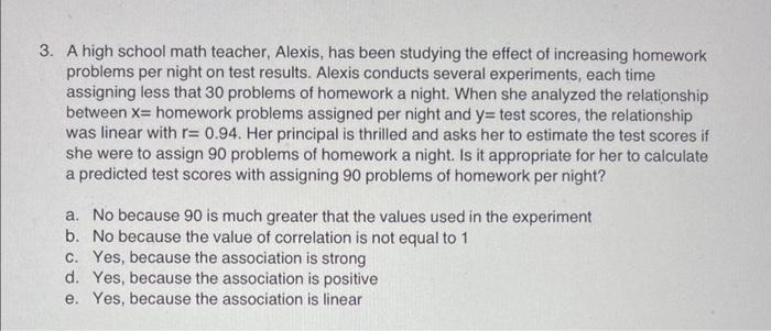 Solved 3. A high school math teacher, Alexis, has been | Chegg.com