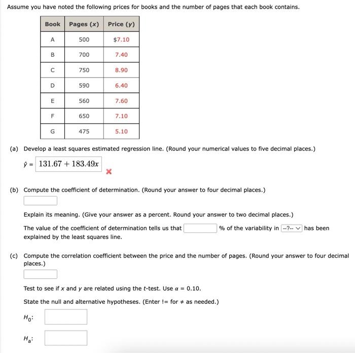 Solved Assume you have noted the following prices for books | Chegg.com
