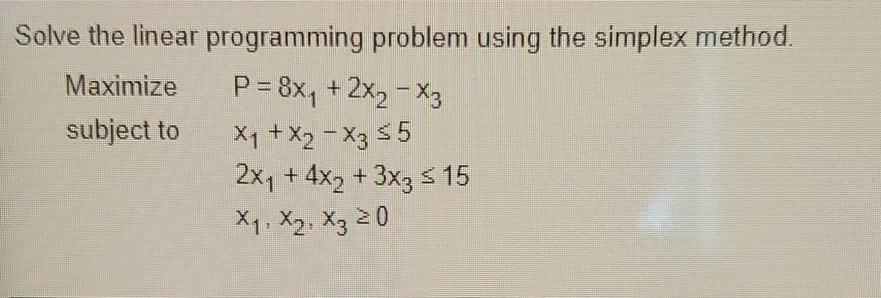 Solved Solve the linear programming problem using the | Chegg.com