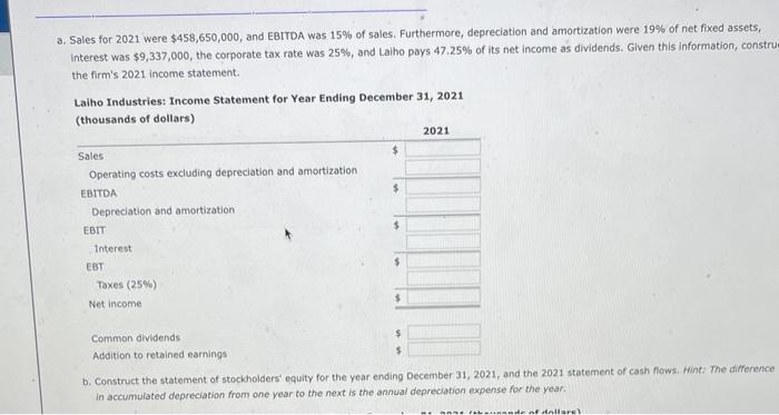 Solved Excel Activity: Financial Statements, Cast Elow, and | Chegg.com