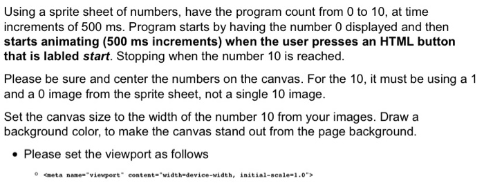 Solved Using a sprite sheet of numbers, have the program | Chegg.com