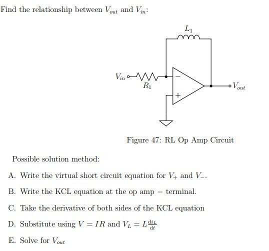 Solved Find the relationship between Vout and Vin: L R Vout | Chegg.com