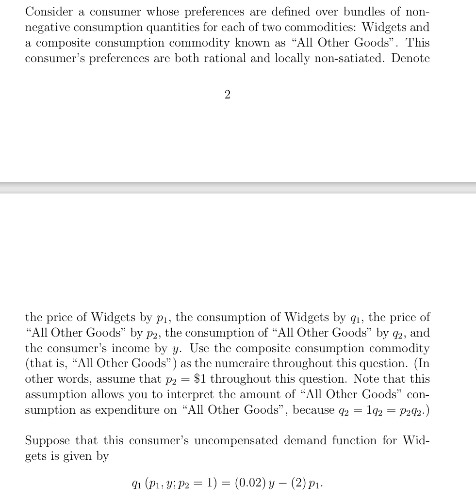 Solved Consider a consumer whose preferences are defined | Chegg.com
