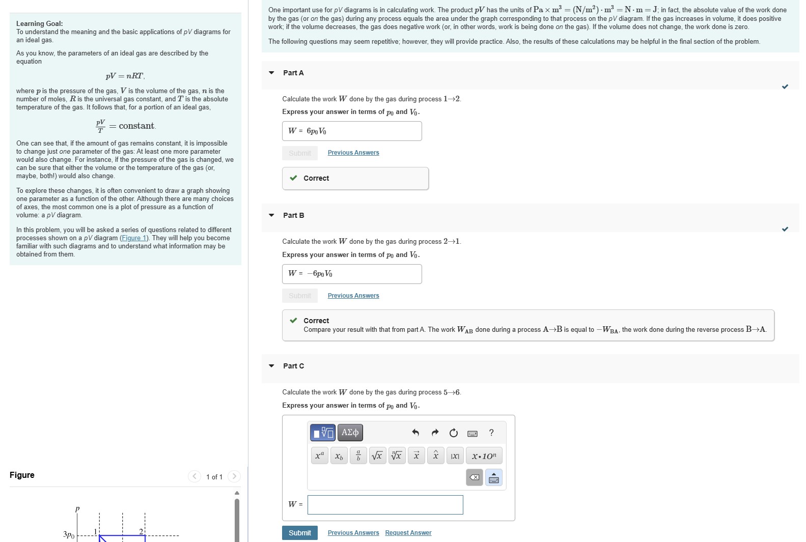 Solved One important use for pV ﻿diagrams is in ﻿calculating | Chegg.com