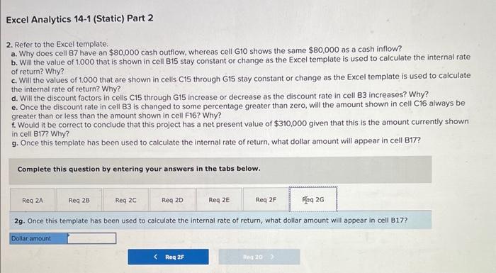 Solved Required information Excel Analytics 14-1 (Static) | Chegg.com