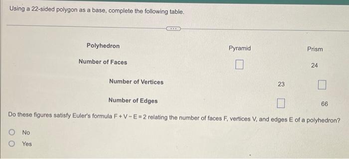 Solved Using a 22-sided polygon as a base, complete the | Chegg.com