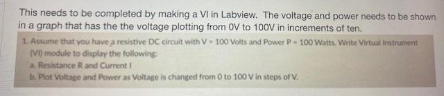 Solved This needs to be completed by making a VI in Labview. | Chegg.com
