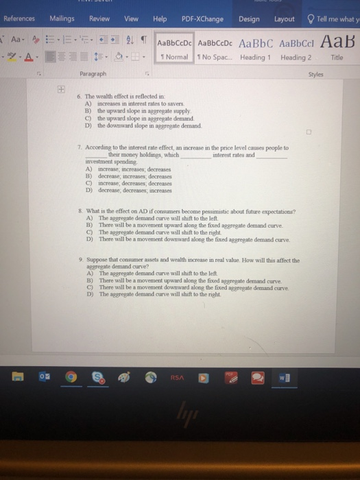 Solved References Mailings Review View Help PDF-XChange | Chegg.com