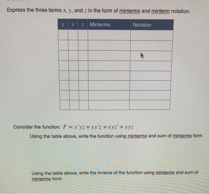 Solved Express the three terms x, y, and z in the form of | Chegg.com