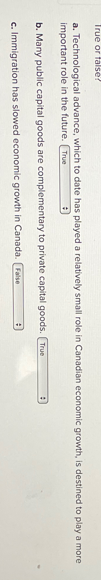 Solved True or false?a. ﻿Technological advance, which to | Chegg.com