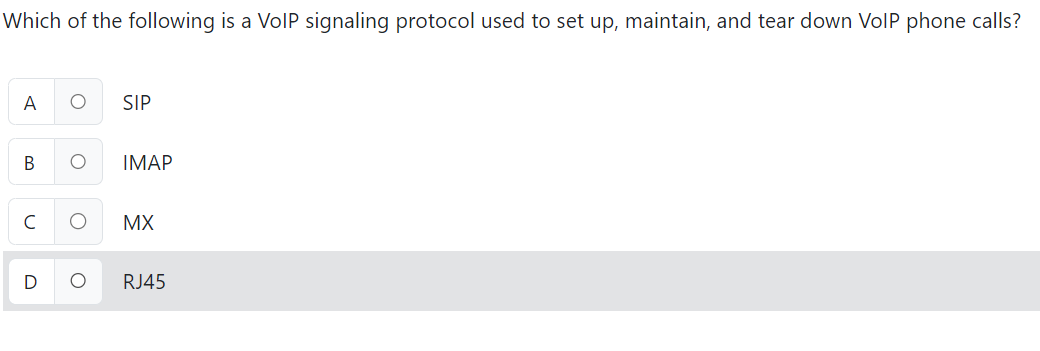 Solved Which of the following is a VoIP signaling protocol | Chegg.com