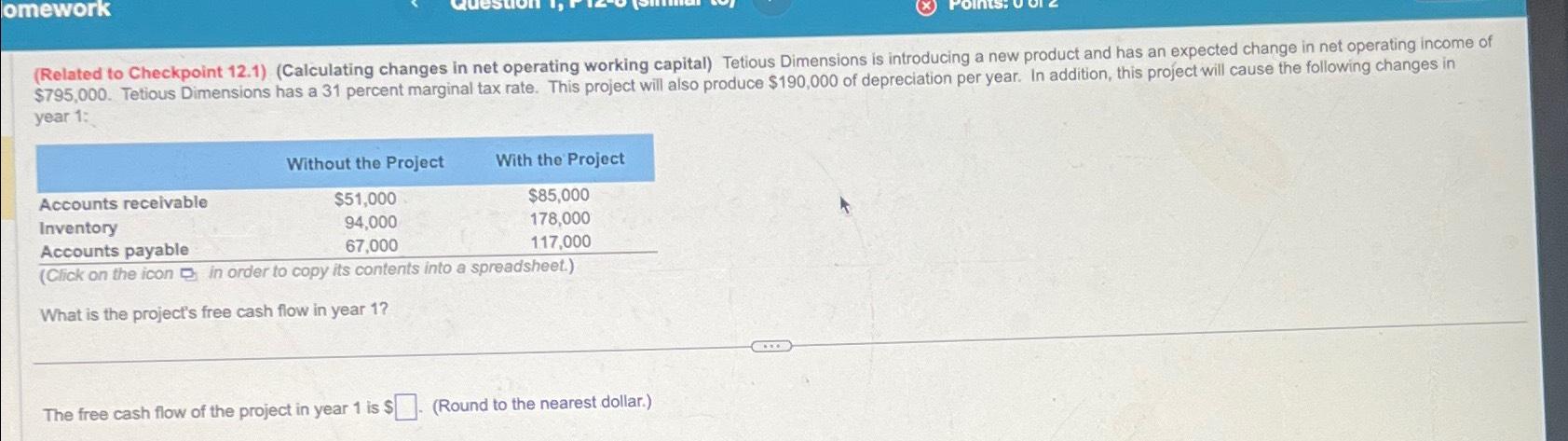 Solved Check point 12.1 ﻿calculating changes in net | Chegg.com