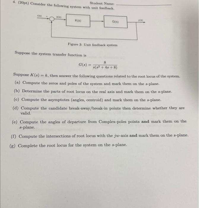 Solved 4. (20pt) Consider the following system with unit | Chegg.com
