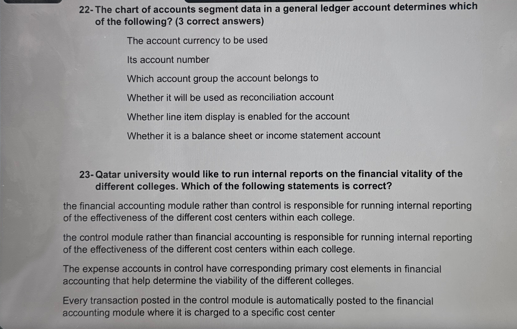 Solved 22- ﻿The chart of accounts segment data in a general | Chegg.com