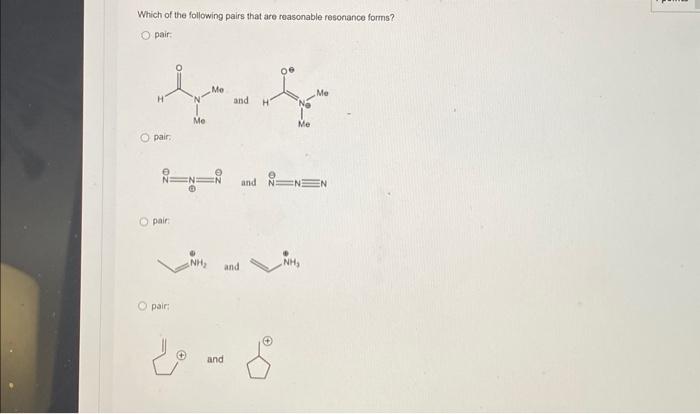 Solved Which of the following pairs that are reasonable | Chegg.com