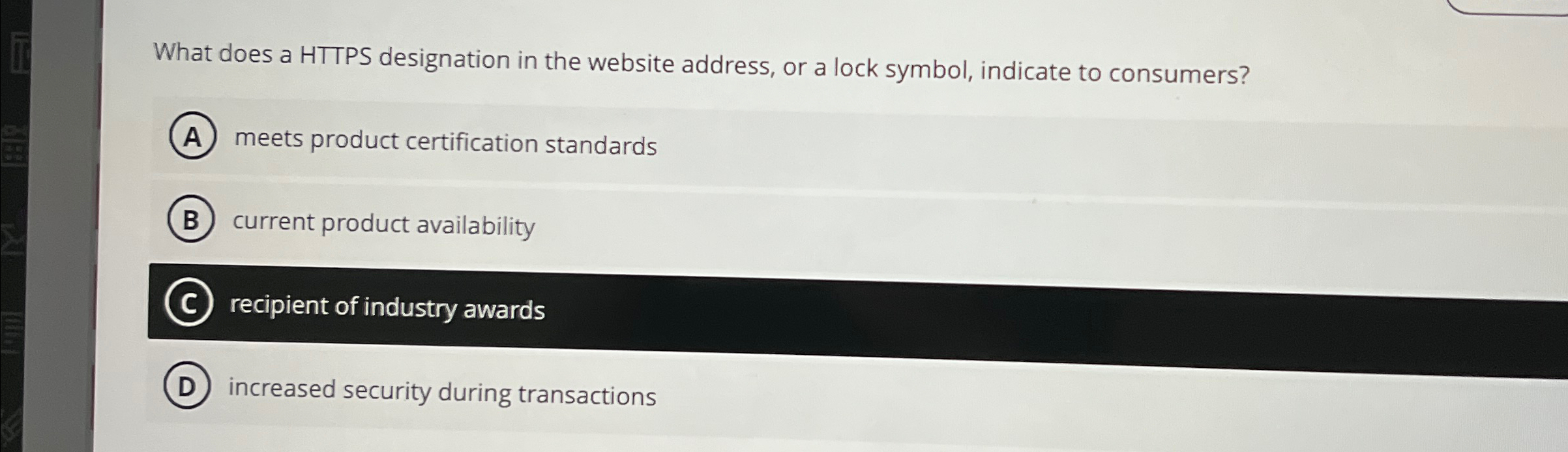 Solved What does a HTTPS designation in the website address, | Chegg.com