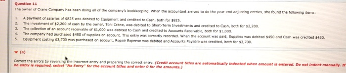 Solved a) Correct the errors by reversing the incorrect | Chegg.com