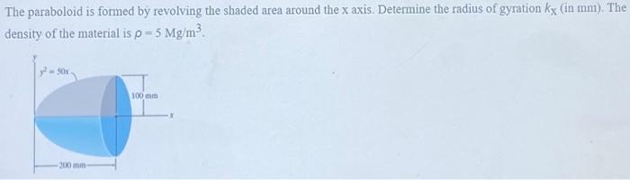 Solved The paraboloid is formed by revolving the shaded area | Chegg.com