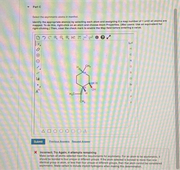 Solved Select the asymmetric atoms in menthol. Identify | Chegg.com
