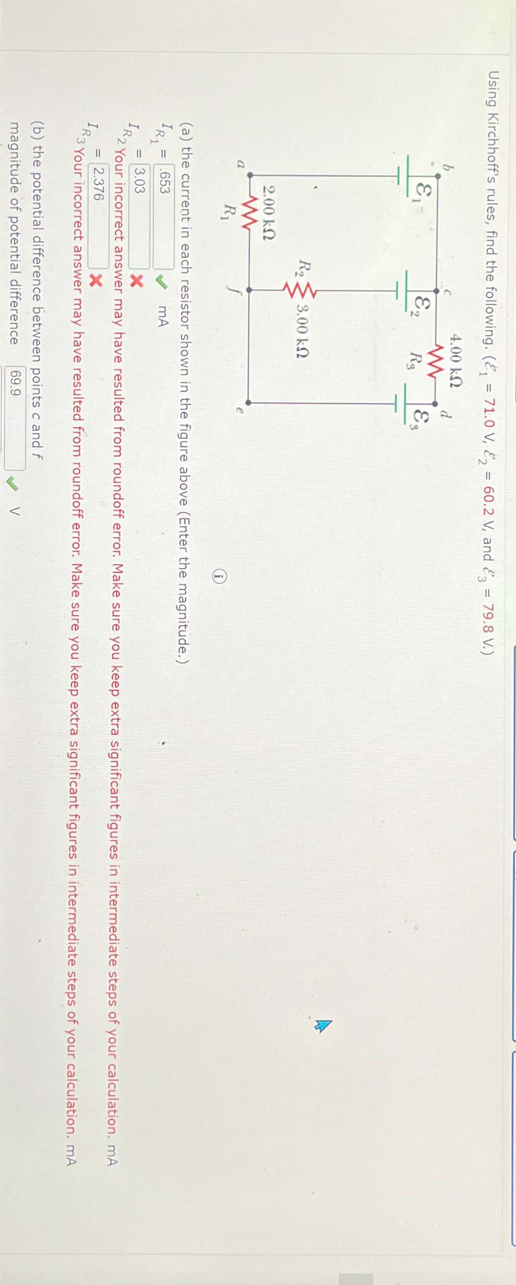 Solved Using Kirchhoff's rules, find the following. | Chegg.com