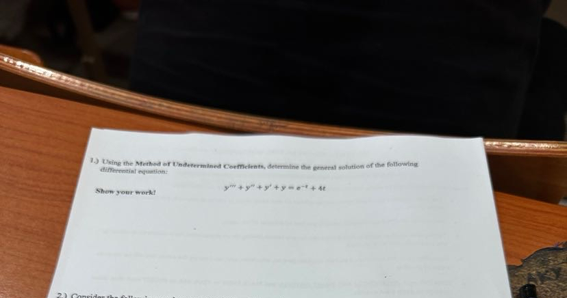 Solved 1.) ﻿Using the Method of Unde-ermined Coemeients, | Chegg.com