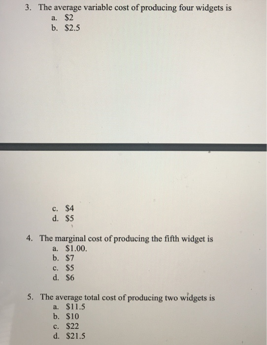 Solved Table 1 Measures of Cost for ABC Inc. Widget Factory | Chegg.com