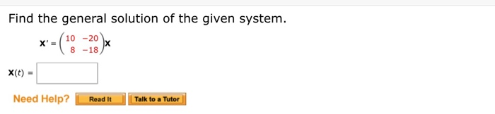 Solved Find the general solution of the given system. | Chegg.com