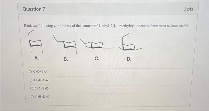 Solved Rank the following conformers of the isomers of | Chegg.com