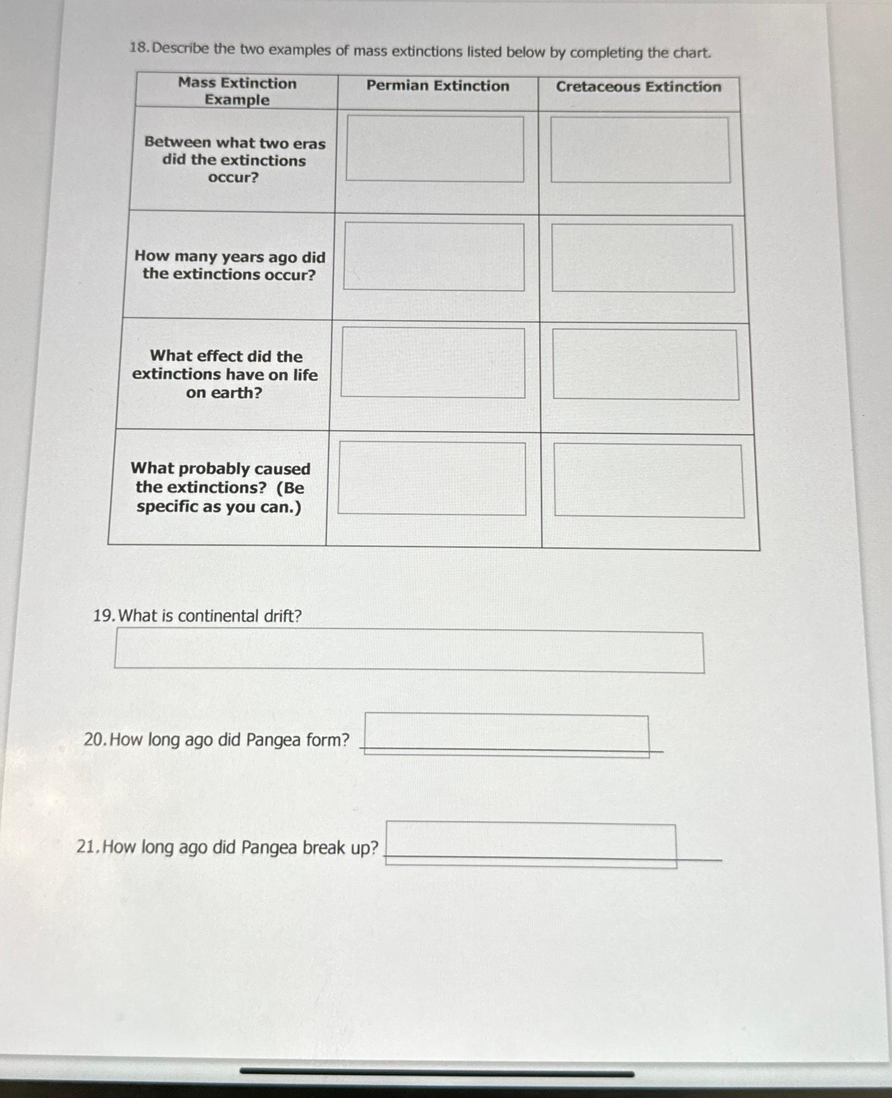 Solved Describe the two examples of mass extinctions listed | Chegg.com
