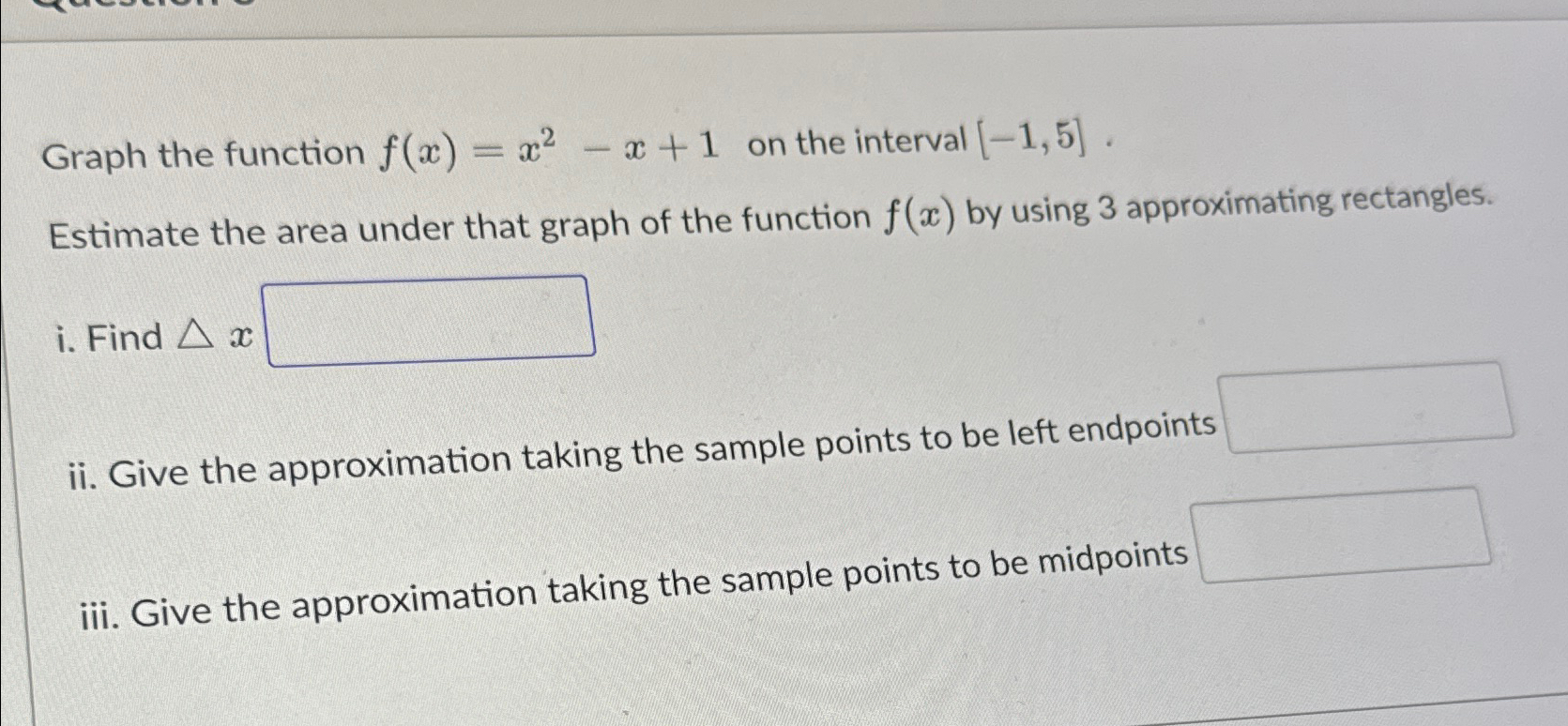 Solved Graph the function f(x)=x2-x+1 ﻿on the interval | Chegg.com