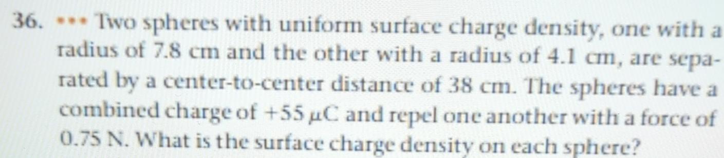 Solved cdots Two spheres with uniform surface charge | Chegg.com
