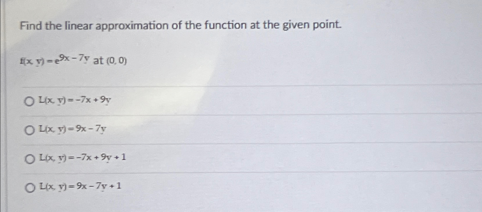 Solved Find the linear approximation of the function at the | Chegg.com