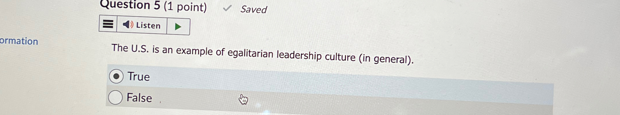 Solved Question 5 (1 ﻿point)SavedormationThe U.S. ﻿is an | Chegg.com