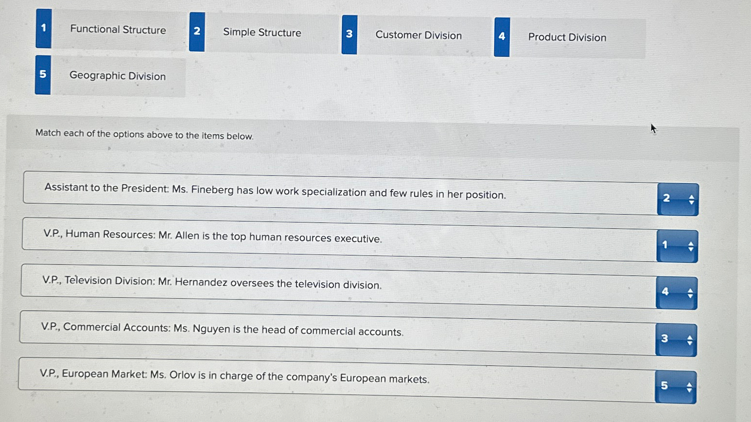 Solved 1 ﻿Functional Structure2Simple Structure3Customer | Chegg.com