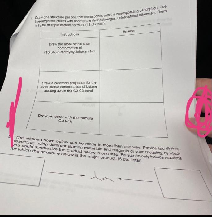 Solved 4. Draw one structure per box that corresponds with | Chegg.com