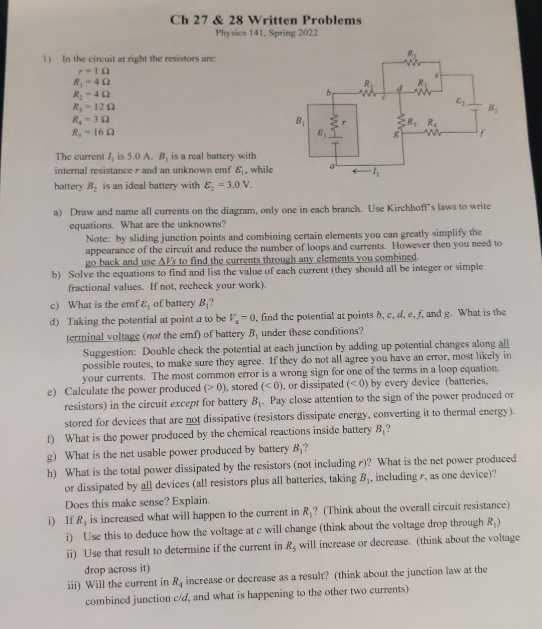 Ch 27 \& 28 Written Problems Physics 141, Spring 2022 | Chegg.com