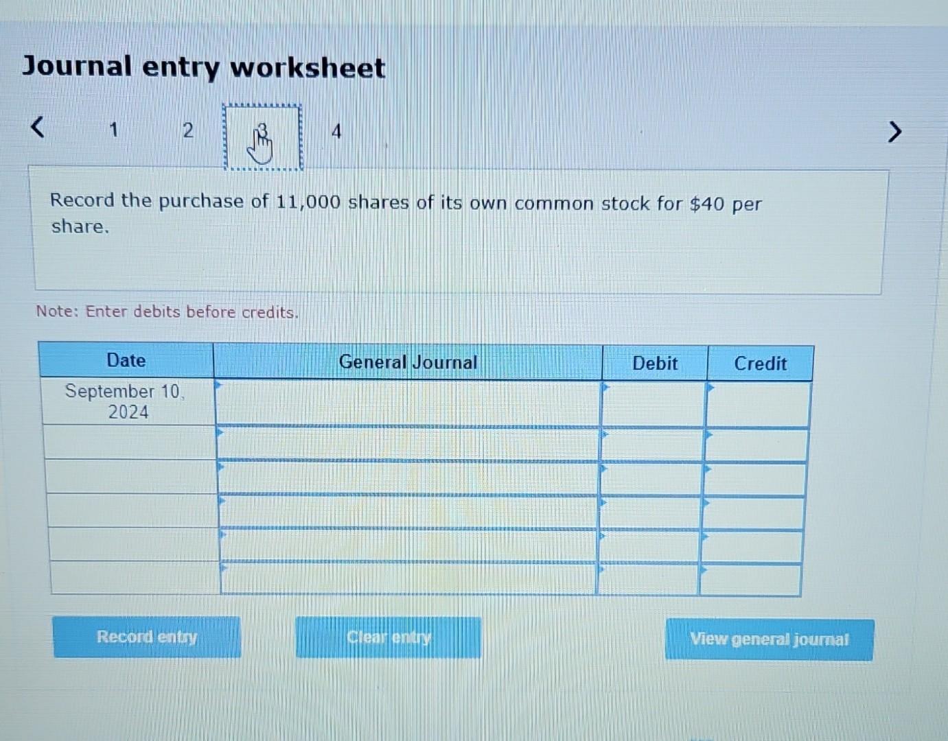 Solved Journal entry worksheet Record the purchase of 11,000 | Chegg.com