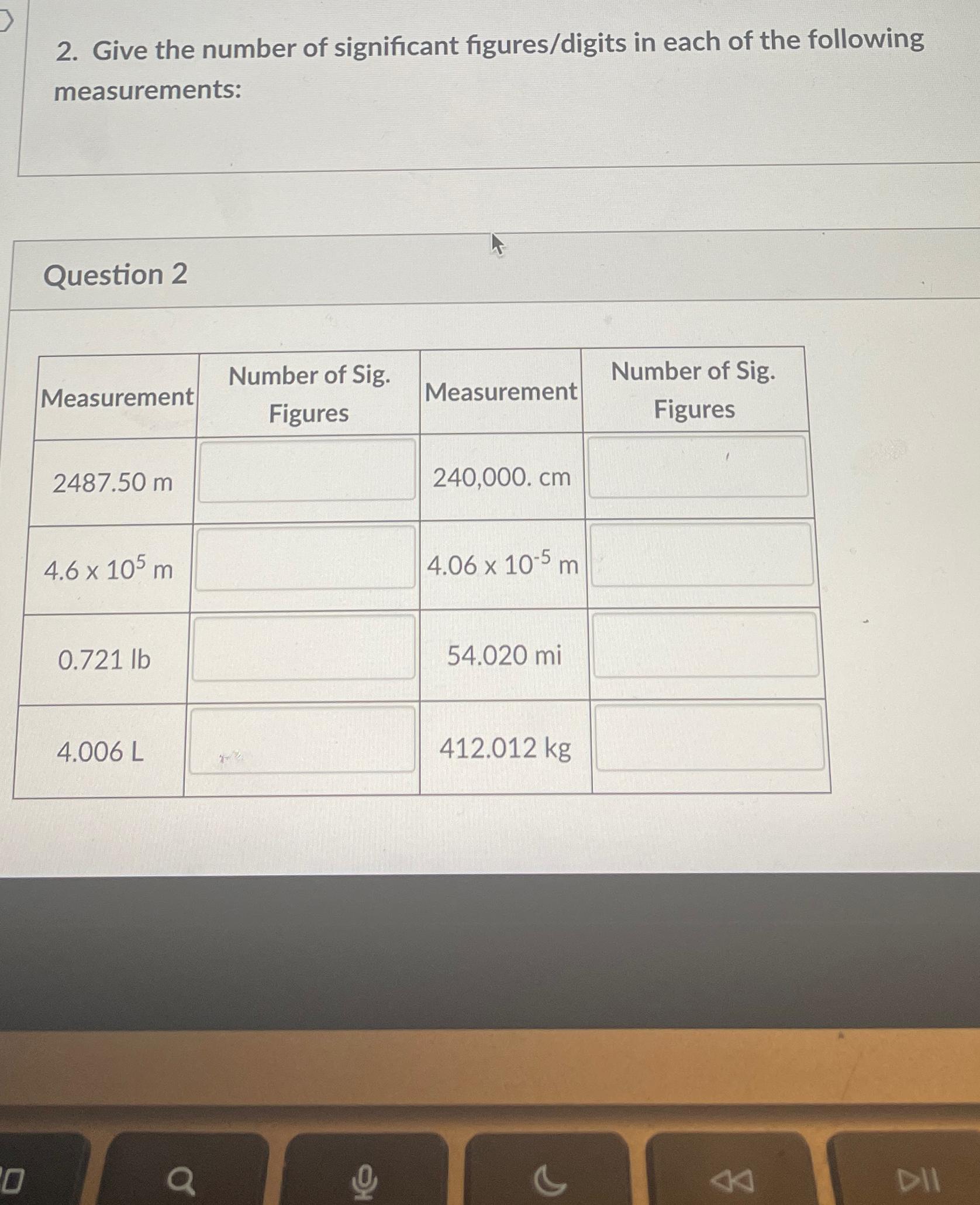 Solved Give the number of significant figures/digits in each | Chegg.com