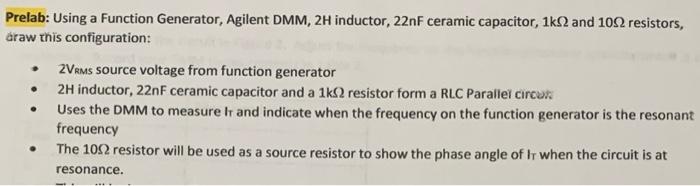Solved Prelab: Using a Function Generator, Agilent DMM, 2H | Chegg.com