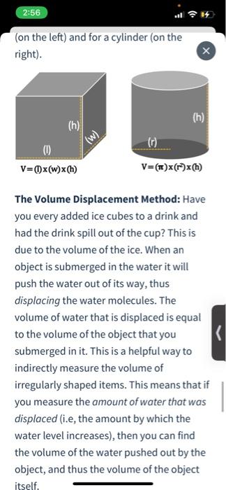 Solved Х E1 Skills Q3 Unanswered In the volume displacement | Chegg.com