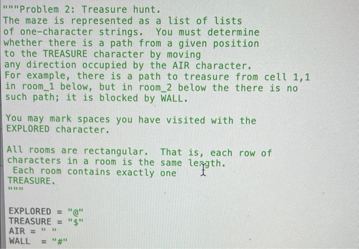 Solved "Mroblem 2: Treasure hunt. The maze is represented as | Chegg.com