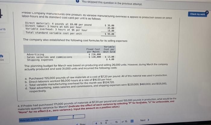 Solved rredie company manuractures one proauct. its vanadie | Chegg.com