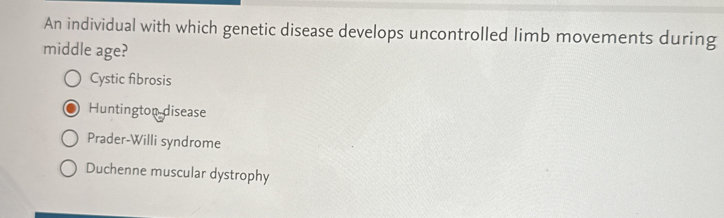 [Solved]: An individual with which genetic disease develops