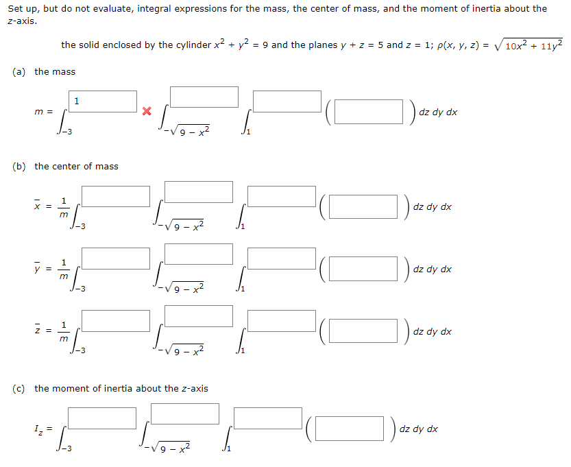 Solved Set up, ﻿but do not evaluate, integral expressions | Chegg.com
