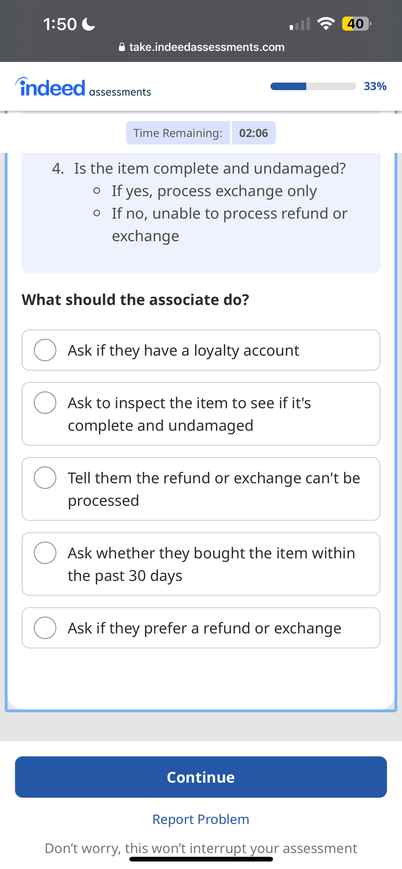 Solved 1:50 ﻿C40take.indeedassessments.comindeed | Chegg.com