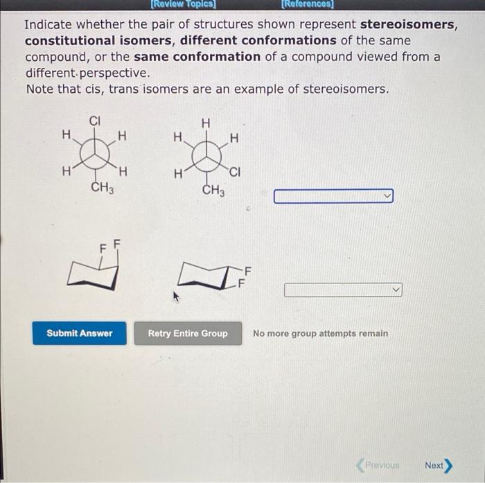 Solved [Review Topics [References) Indicate whether the pair | Chegg.com