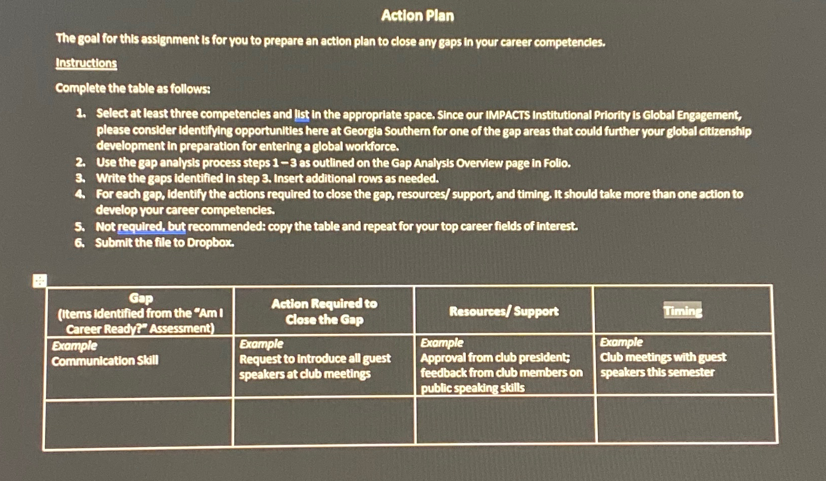 Solved Action PlanThe goal for this assignment is for you to | Chegg.com