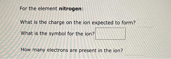 Solved For the element nitrogen: What is the charge on the | Chegg.com